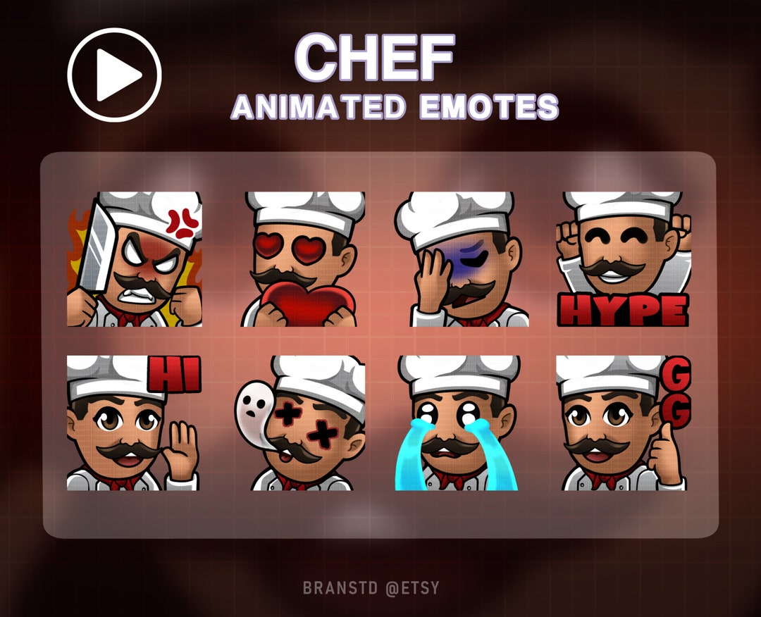 Animated Chef Twitch Emotes: 8-piece Character Emotes (digital Download ...