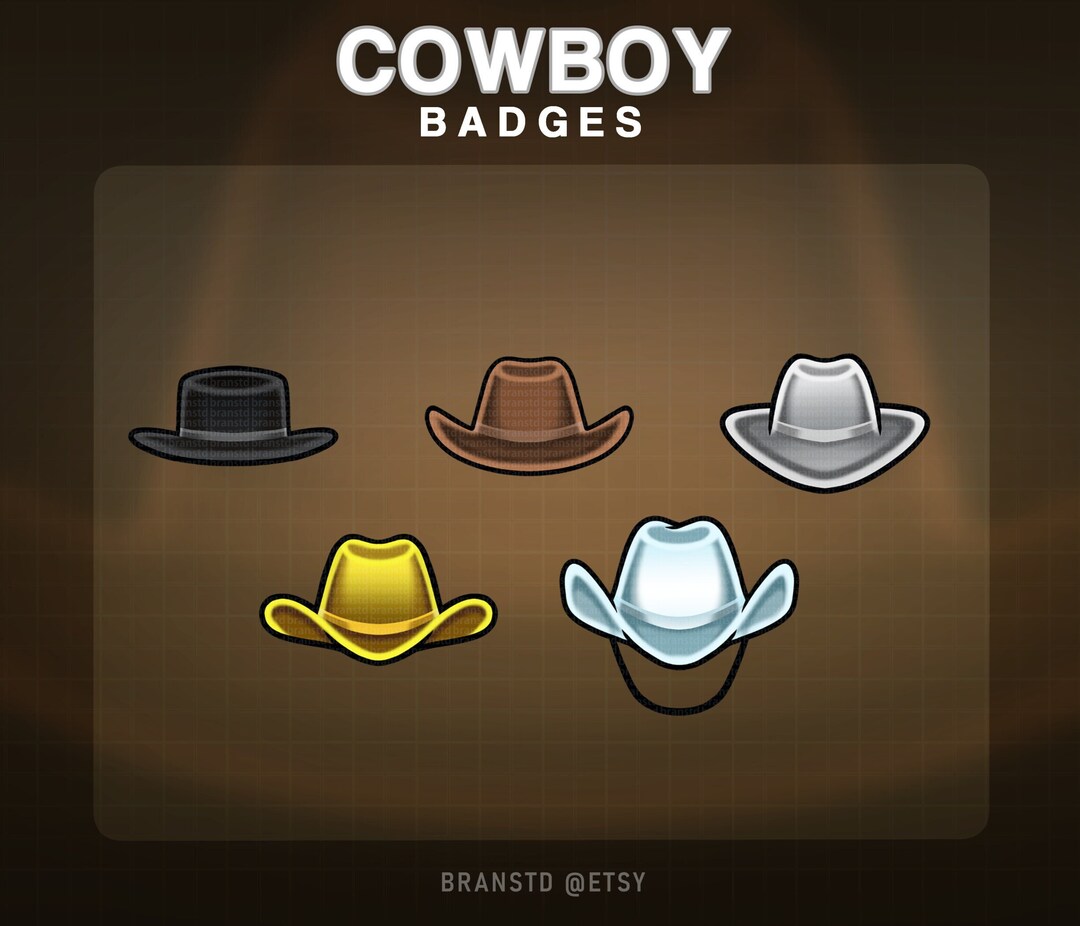 5x Cowboy Hat Badges - Wild West - Cowboy Twitch Badges - Etsy