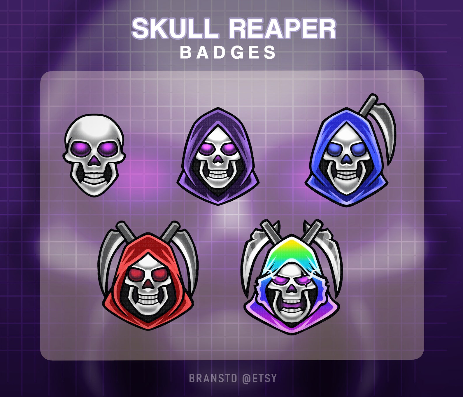 5 X Skull Reaper Badges - Etsy