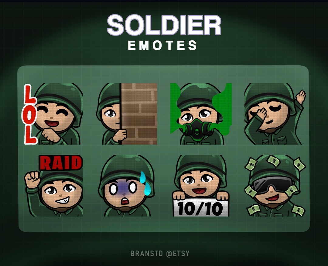 8 X Soldier Twitch Emotes - Army Twitch Emotes - Etsy