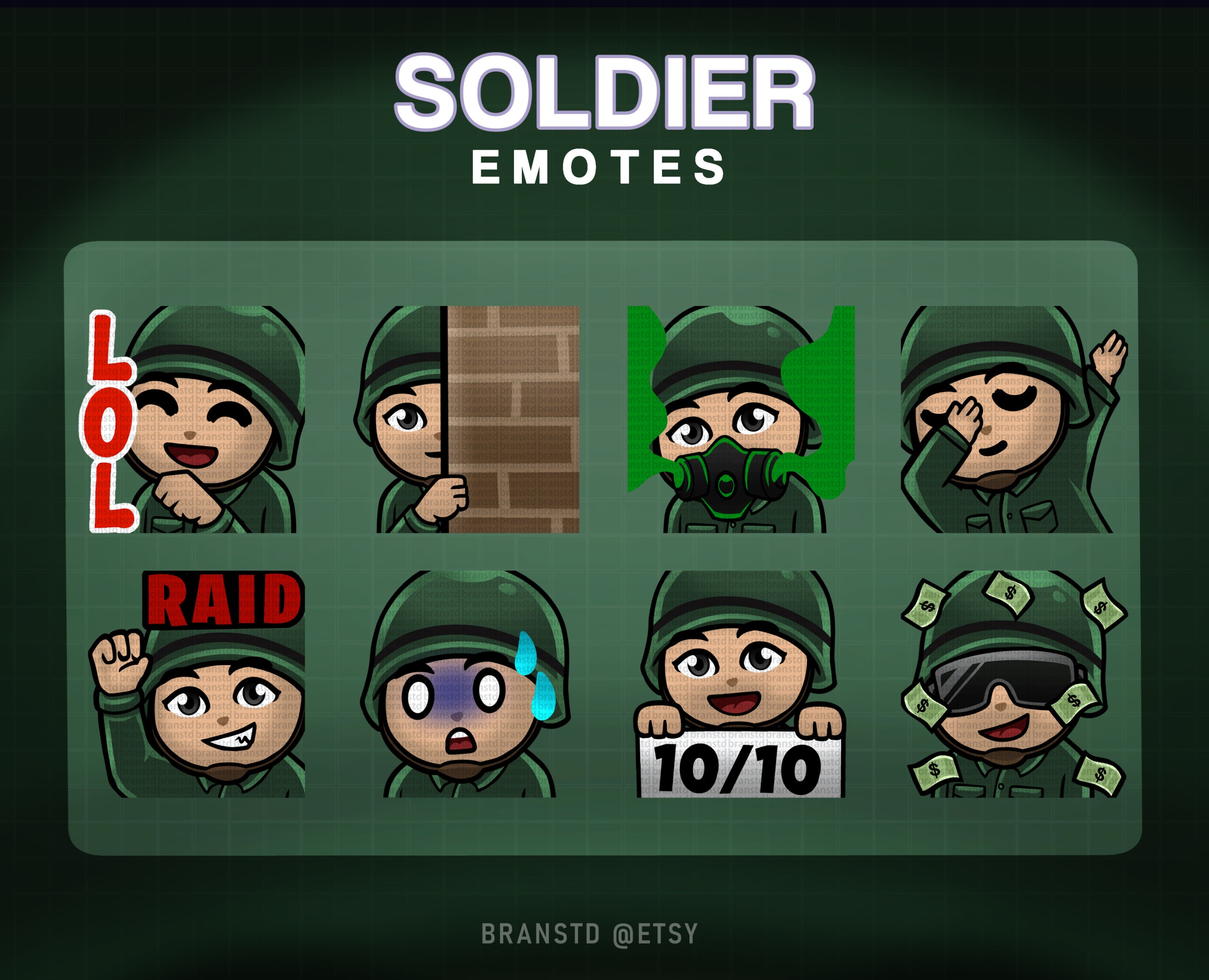 8 X Soldier Twitch Emotes Army Twitch Emotes - Etsy