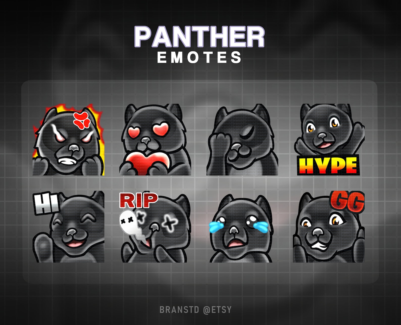 8 X Panther Twitch Emotes Panther Twitch Emotes - Etsy