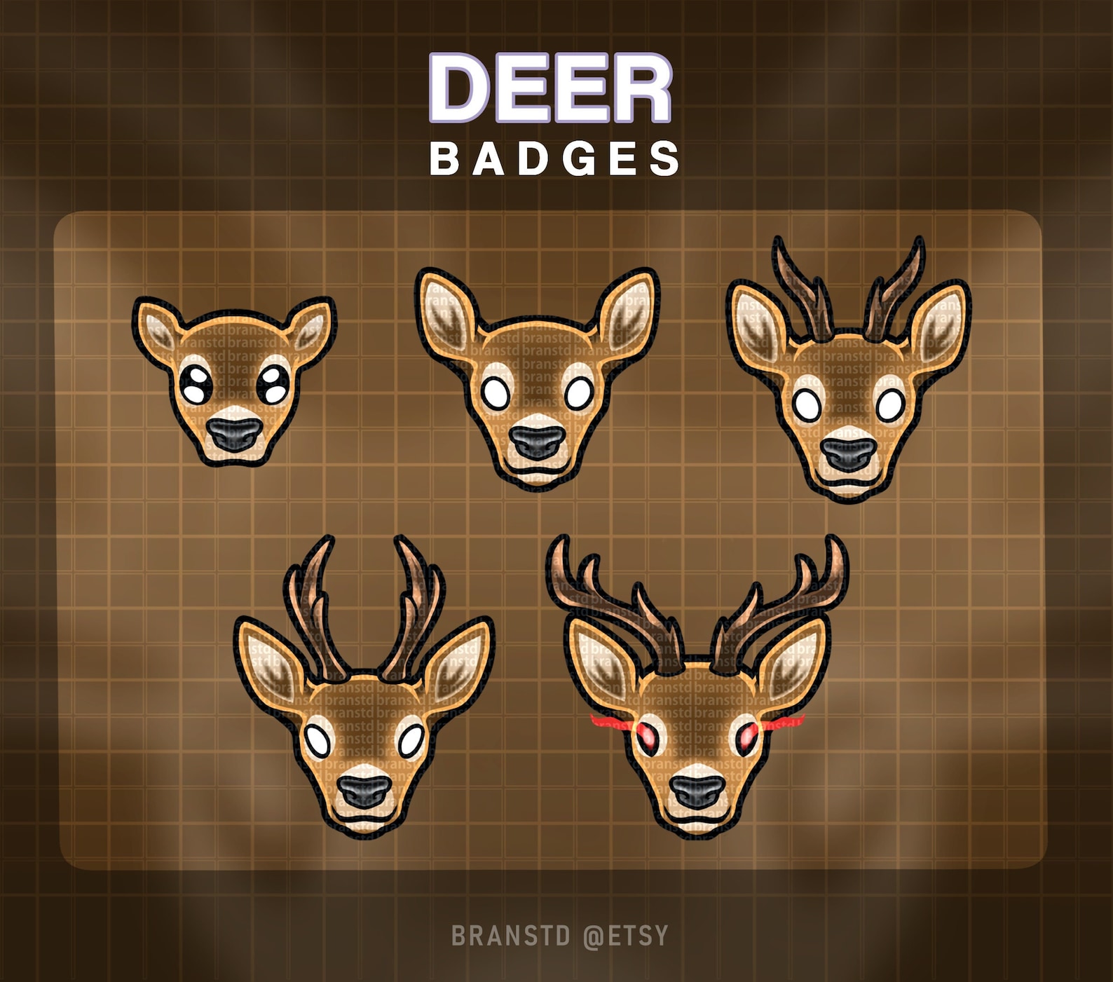 5x Deer Badges - Deer Twitch Badges - Etsy