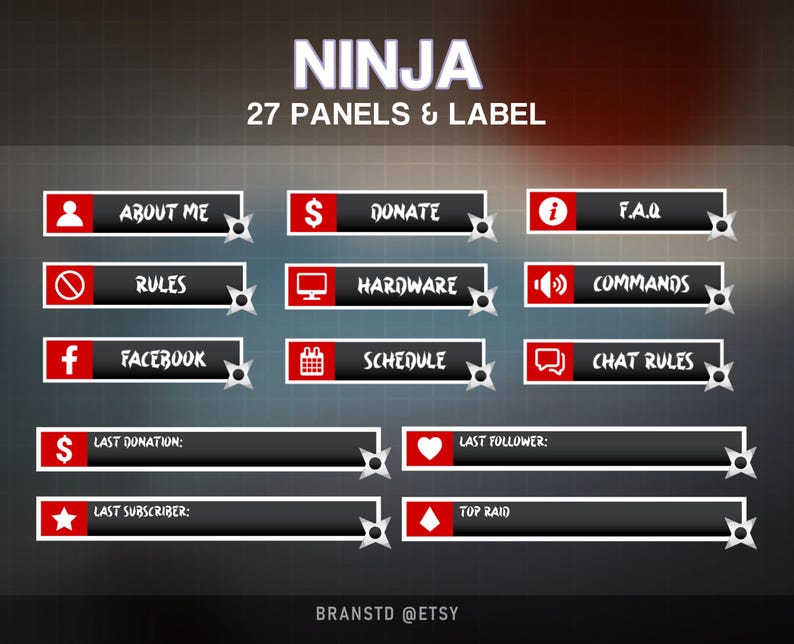 Ninja Stream Package: Animated Twitch Overlay Screens (digital Download ...