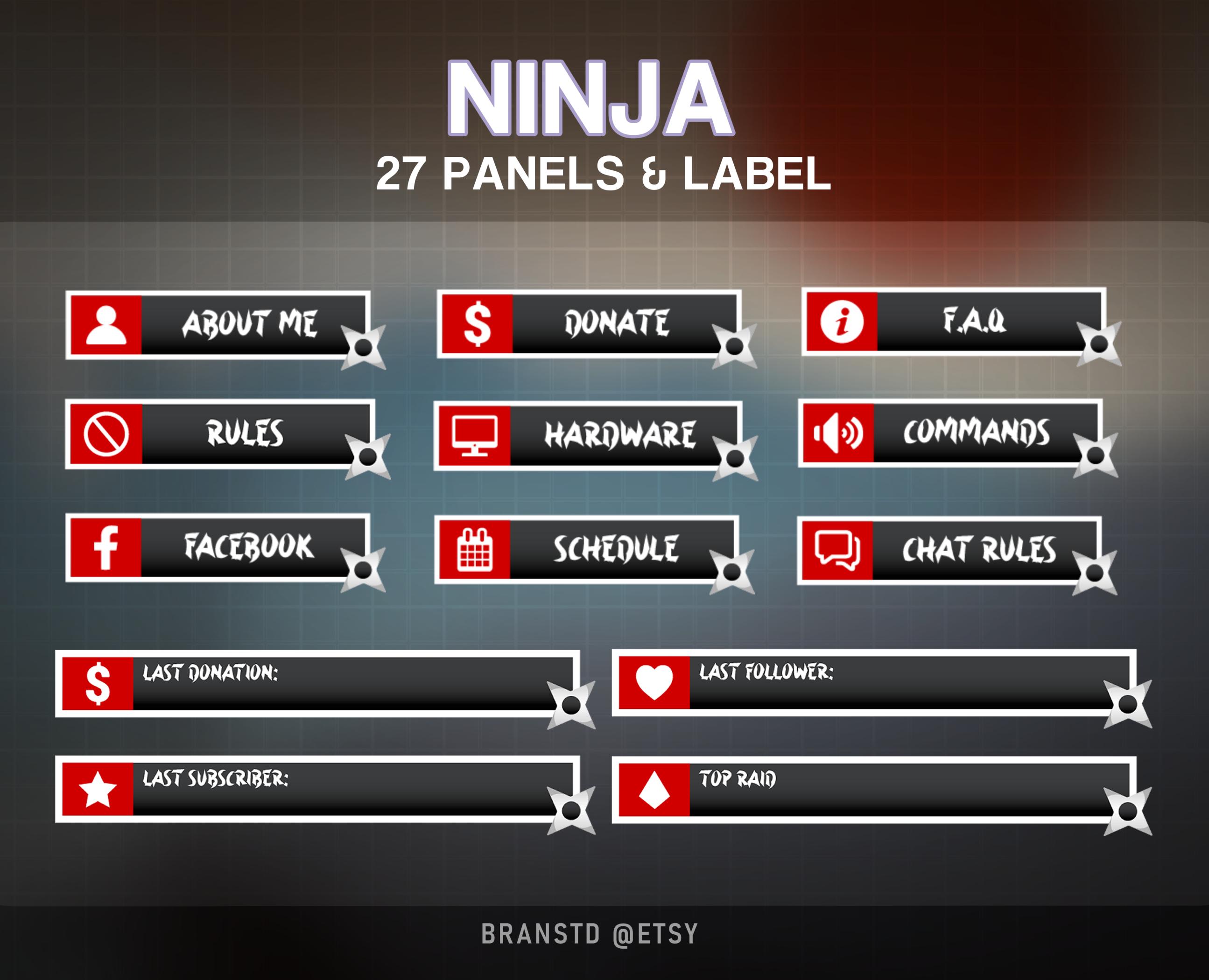 Ninja Stream Package: Animated Twitch Overlay Screens (digital Download ...