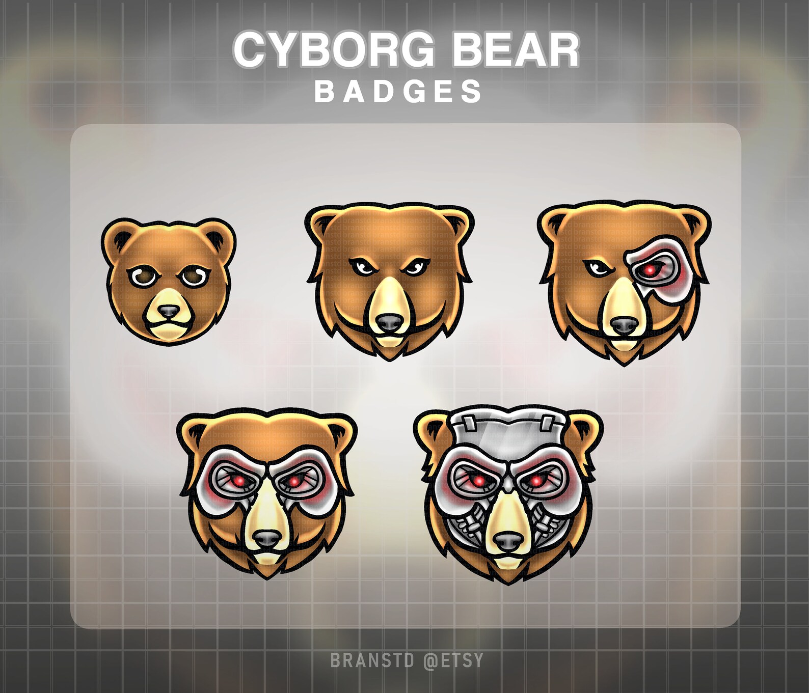 5 X Bear Cyborg Badges - Etsy