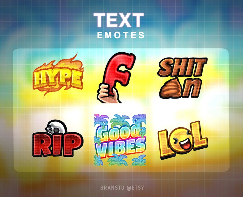 6x Text Emotes for Twitch Twitch Text Emotes - Etsy