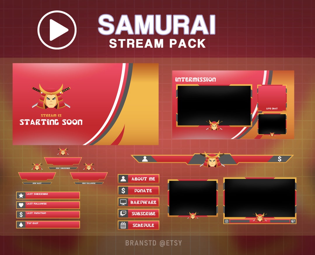 Samurai Stream Pack - Stream Package - Samurai Screens - Samurai Twitch ...