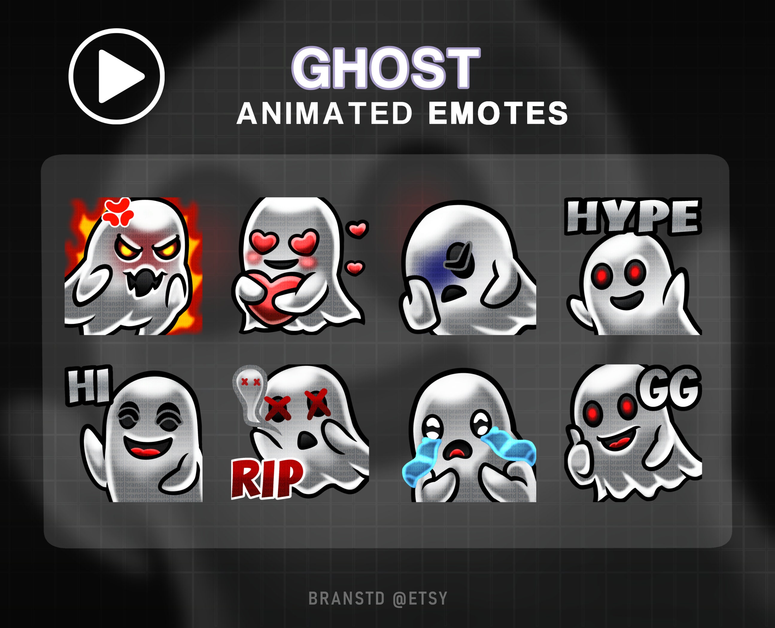 8X ANIMATED Ghost Twitch Emotes - ANIMATED Twitch Emotes - Etsy