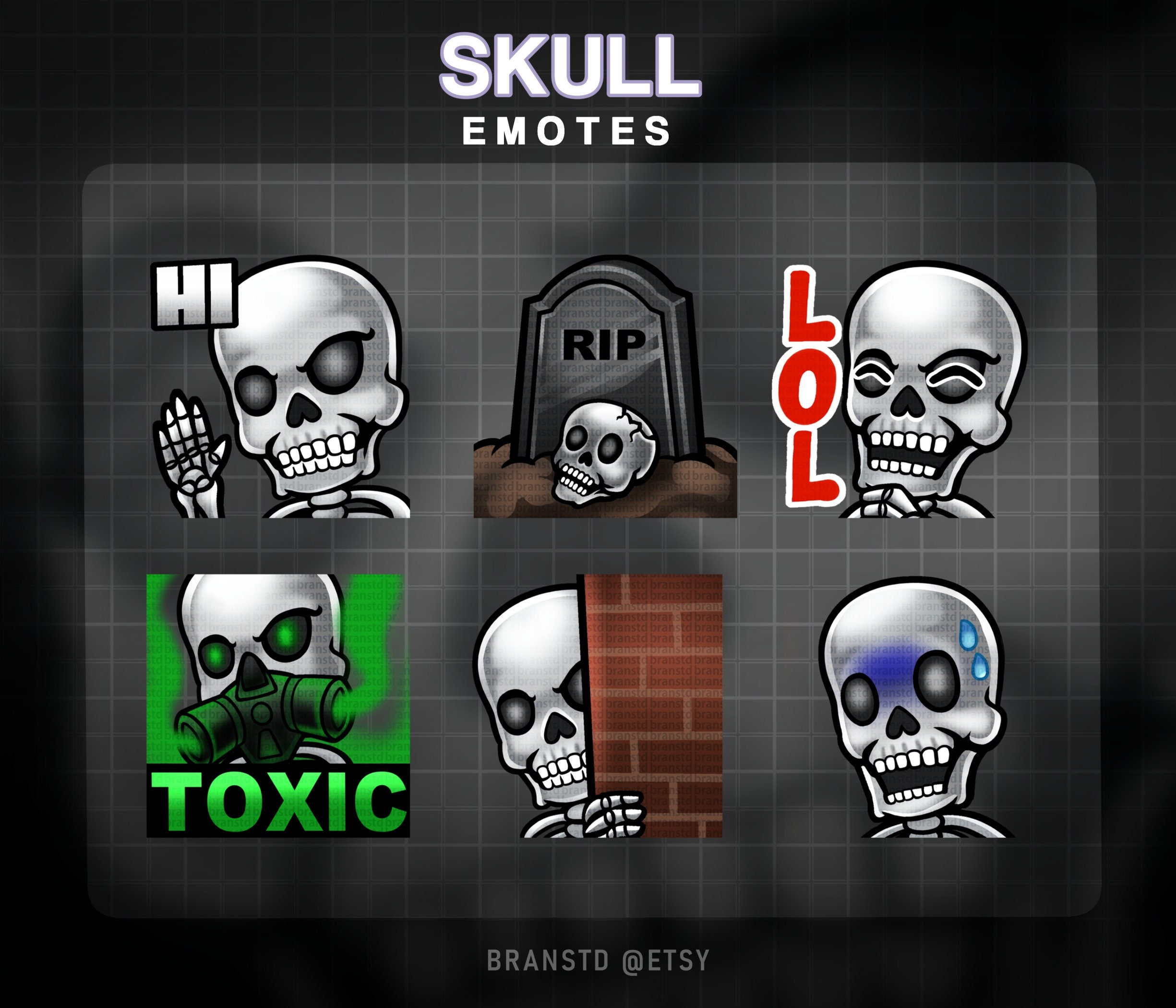 6 X Skull Twitch Emotes Skeleton Twitch Emotes - Etsy