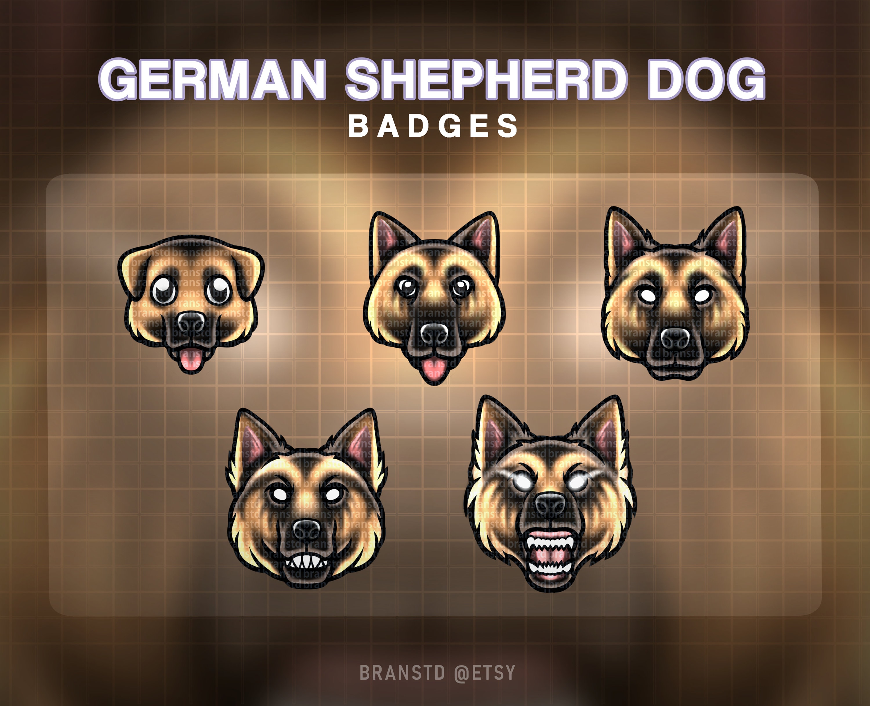 5x German Shepherd Dog Badges - German Shepherd Dog Twitch Badges ...