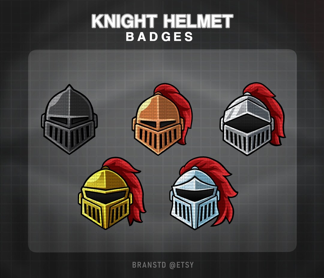 5x Knight Badges - Knight Helmet - Crusader Twitch Badges - Etsy