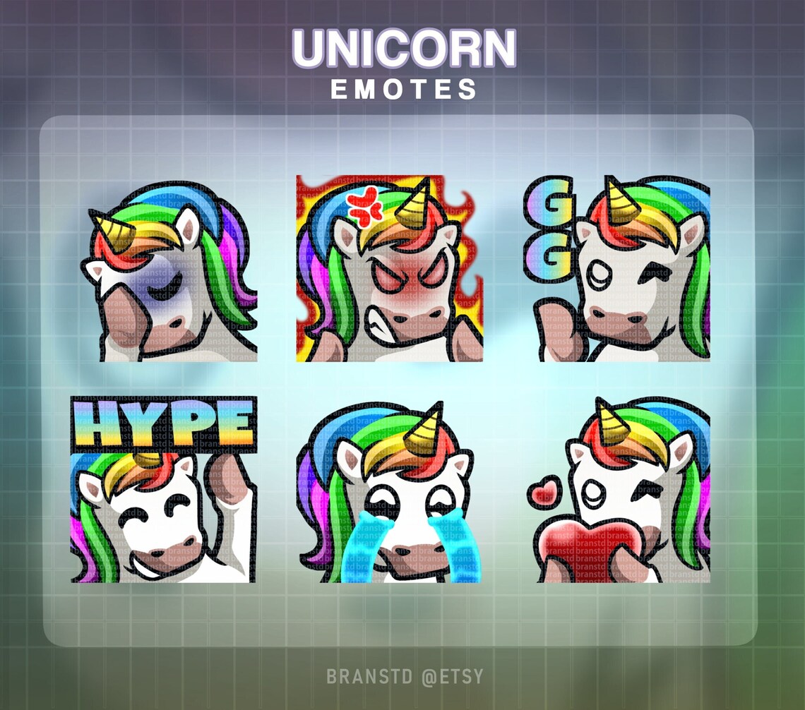 6x Unicorn Emotes Unicorn Twitch Emotes Twitch Emotes - Etsy