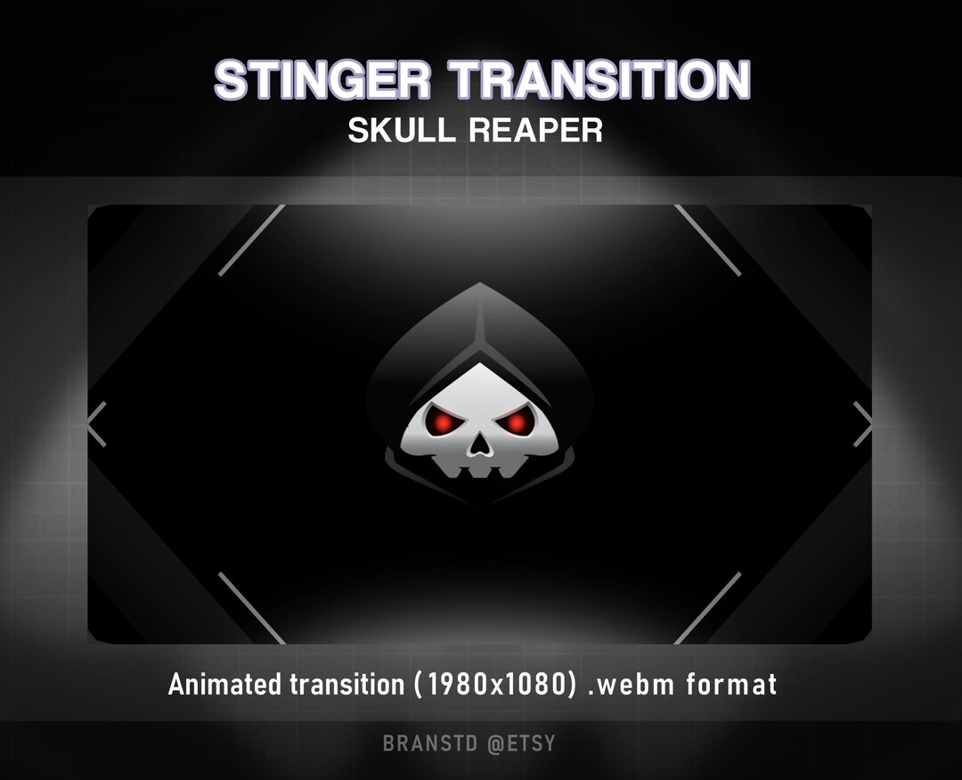 Skull Reaper Animated Stinger Transition: Dark Twitch OBS Overlay - Etsy
