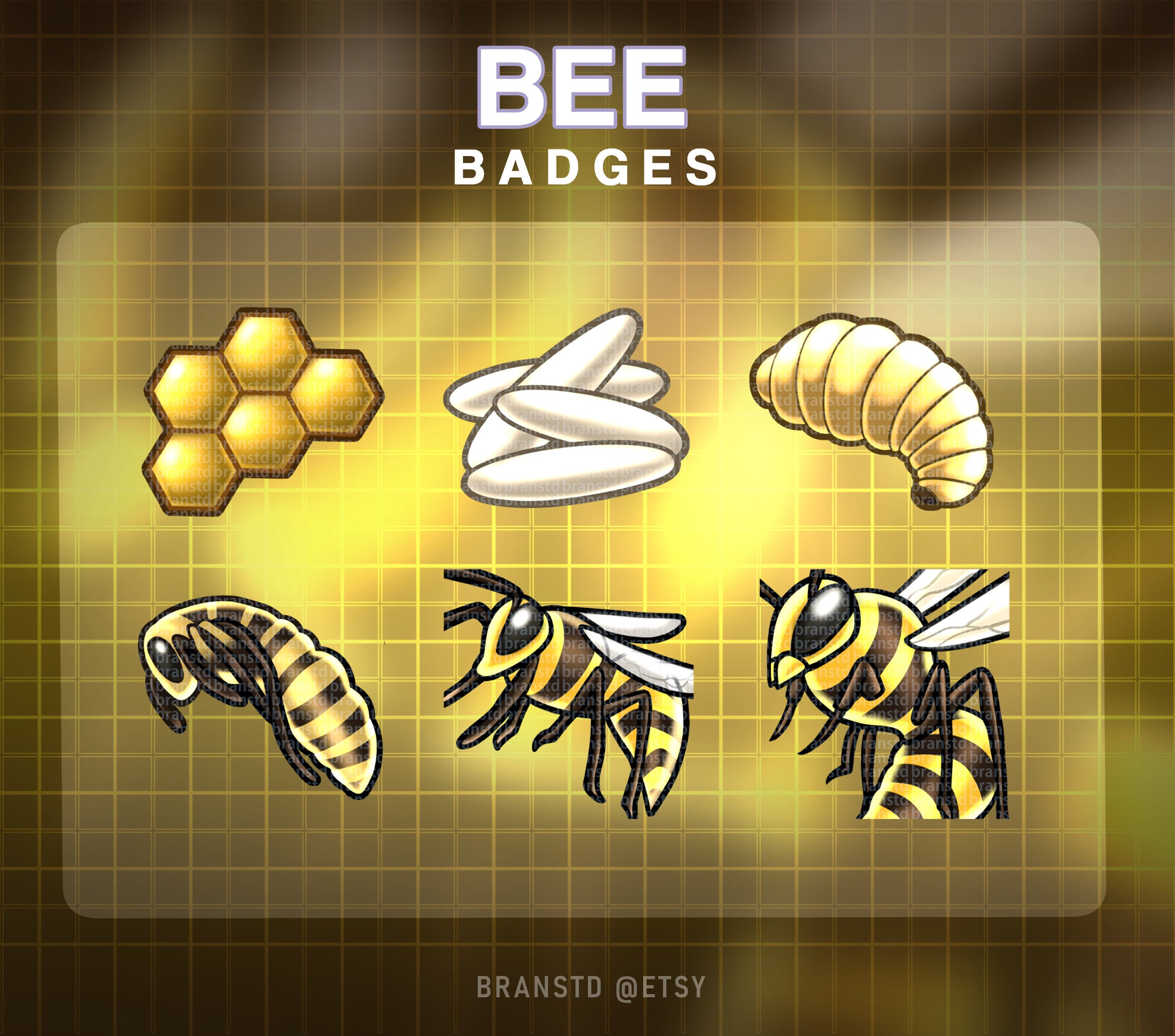 6 X Bee Badges - Bee Twitch Badges - Twitch Badges - Etsy
