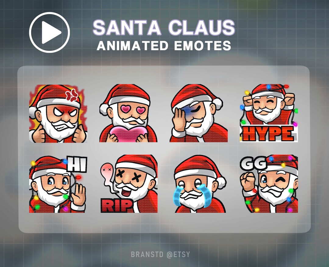 8X ANIMATED Santa Claus Twitch Emotes - ANIMATED Santa Claus Twitch ...