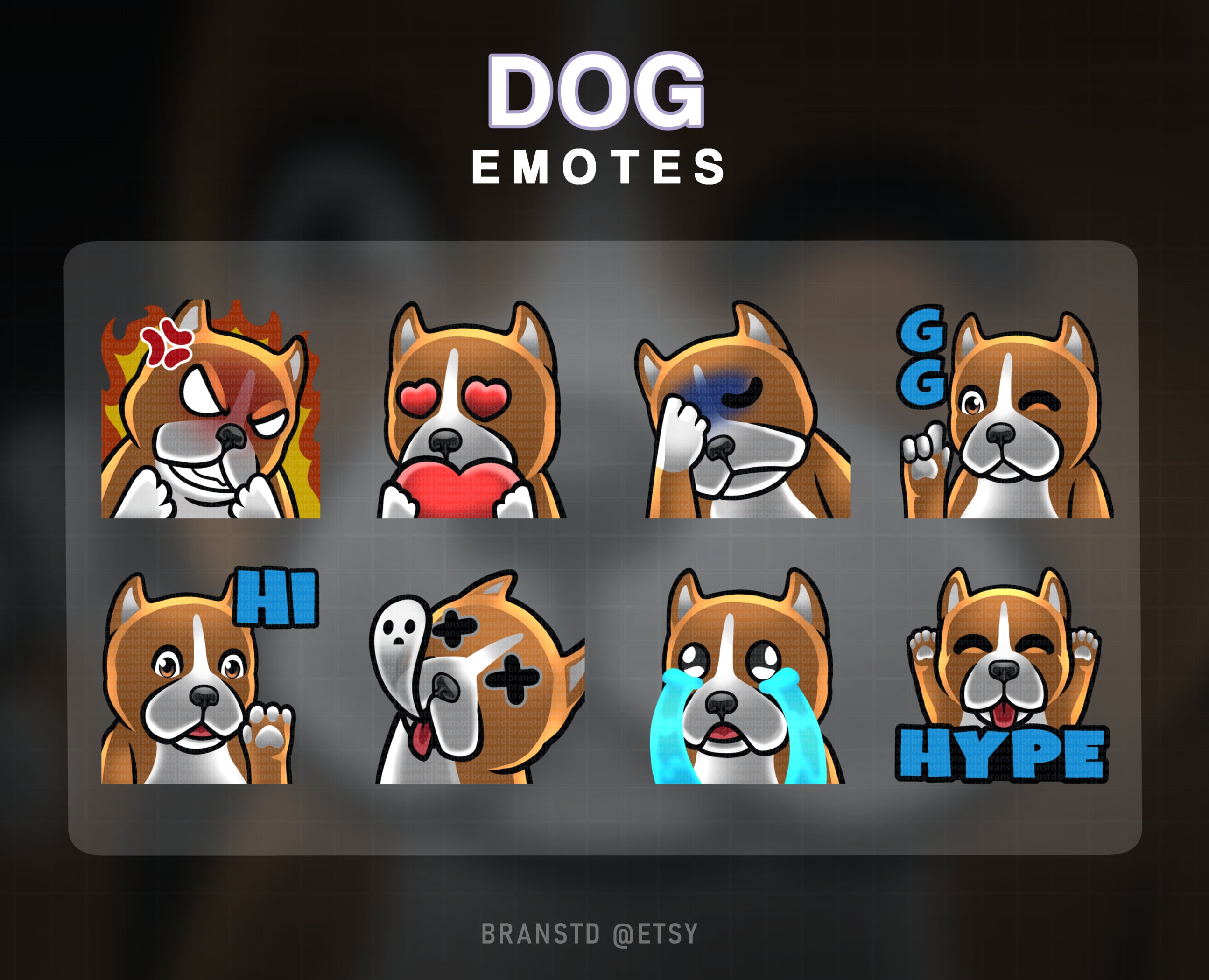 8 X Dog Twitch Emotes Pitbull Twitch Emotes - Etsy