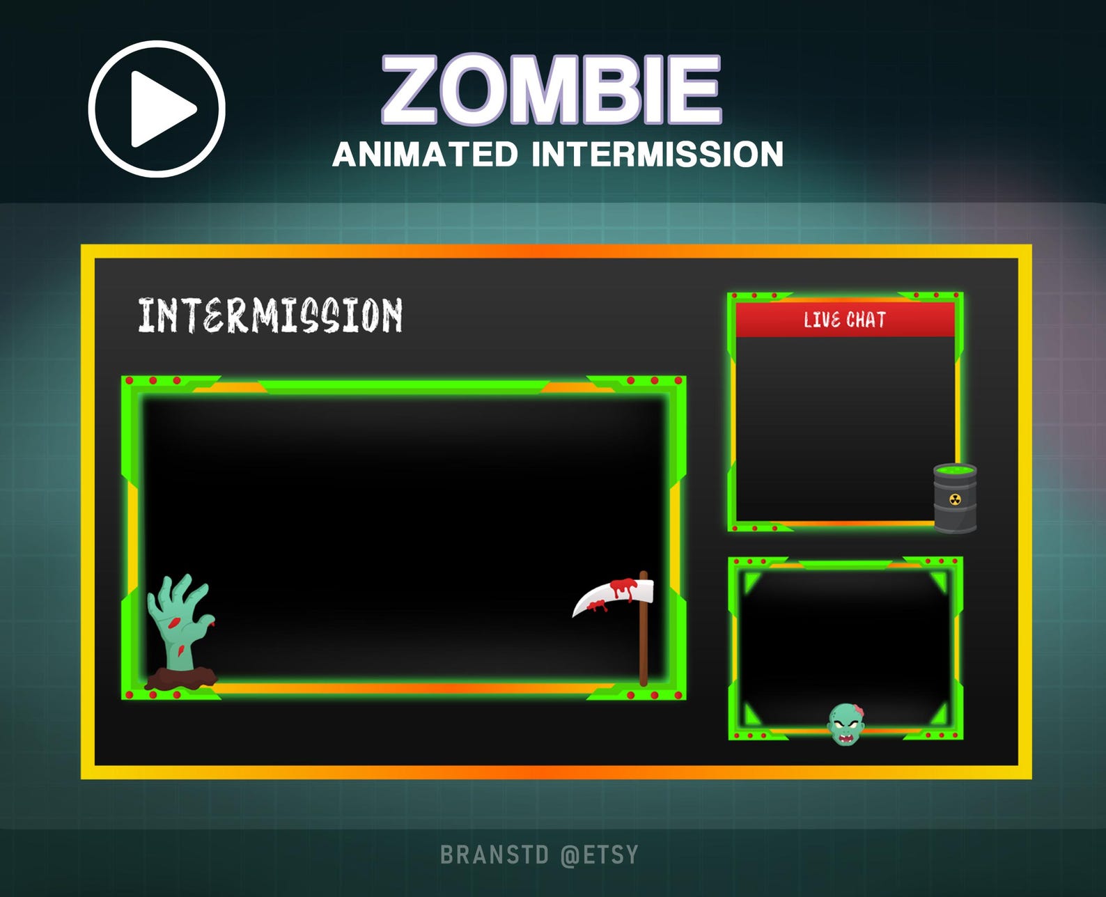 Zombie Stream Package: Animated Twitch Overlay Screens (digital ...