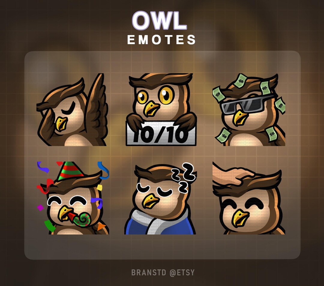 6x Owl Emotes - Owl Twitch Emotes - Twitch Emotes - Etsy