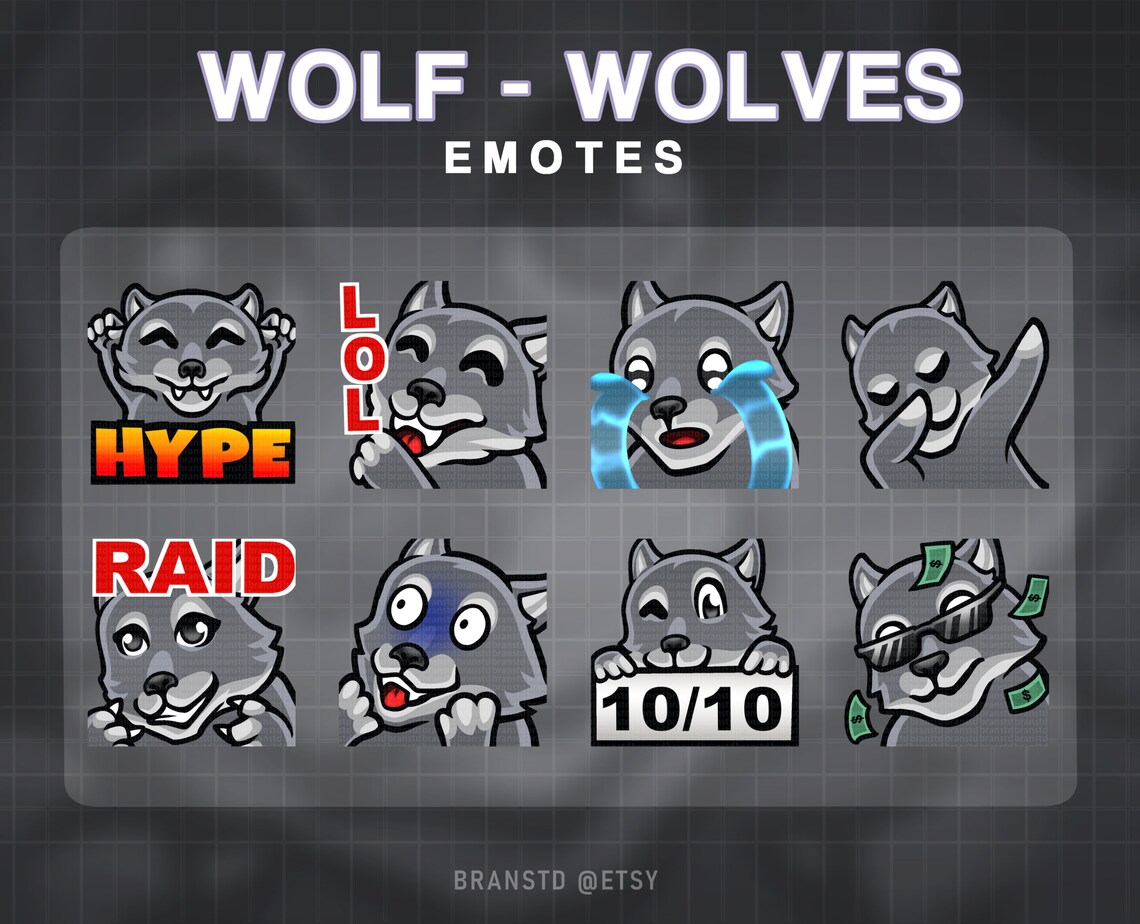 8 X Wolf Twitch Emotes Wolf Twitch Emotes Wolf Twitch - Etsy