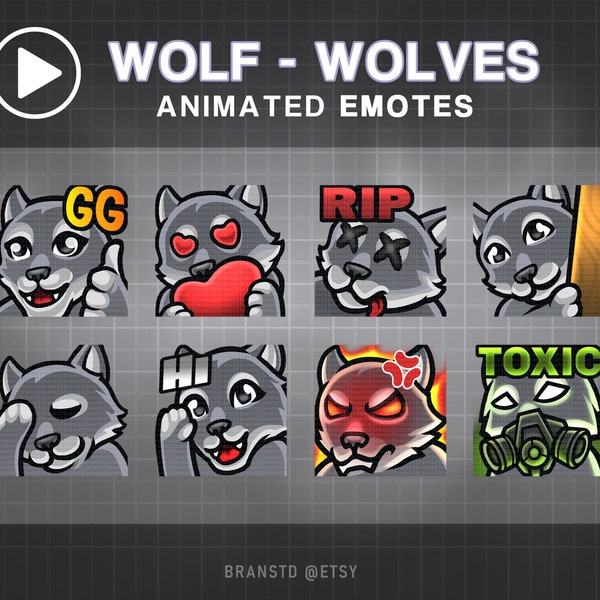 Wolf Emotes - Etsy