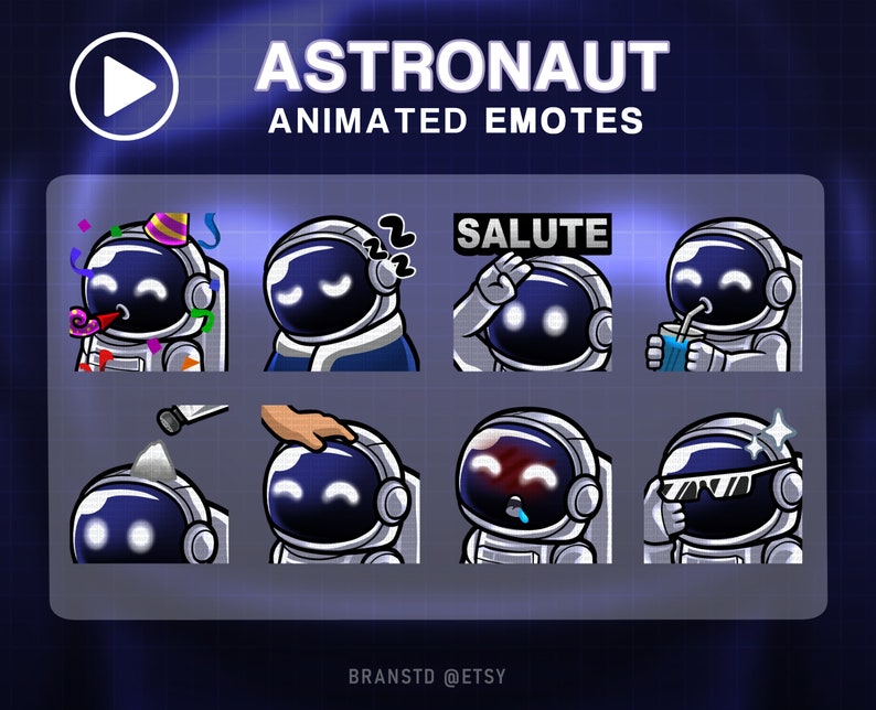 Animated Astronaut Twitch Emotes: 8-pack GIF Set (digital Download) - Etsy