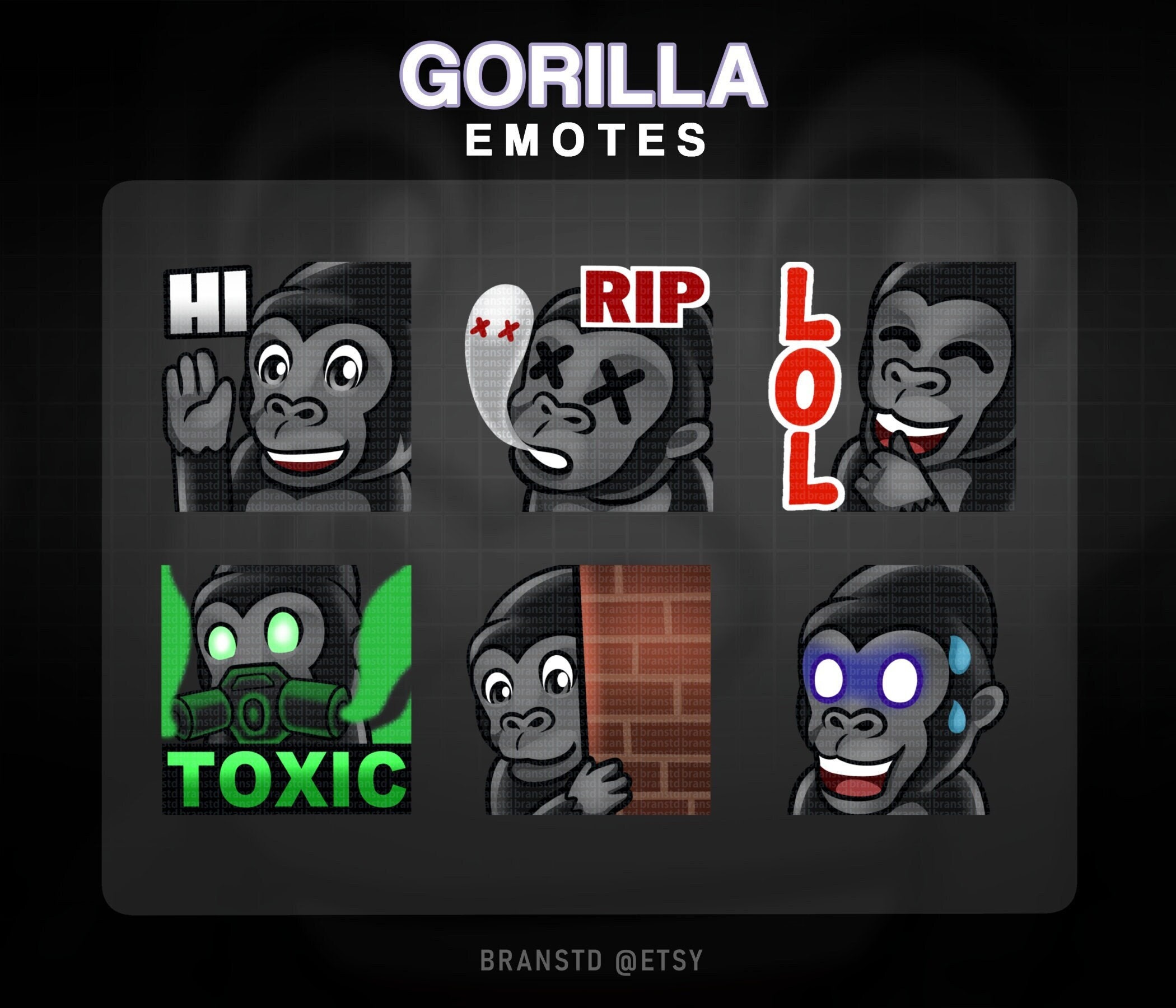 6 X Gorilla Twitch Emotes for Twitch, Discord, Mixer or Youtube - Etsy UK