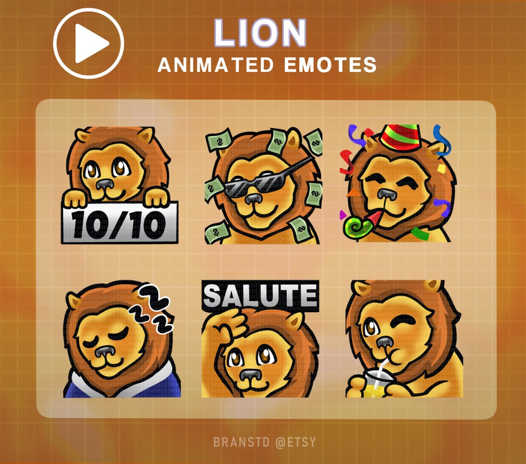 6X ANIMATED Lion Twitch Emotes - ANIMATED Twitch Emotes - Etsy