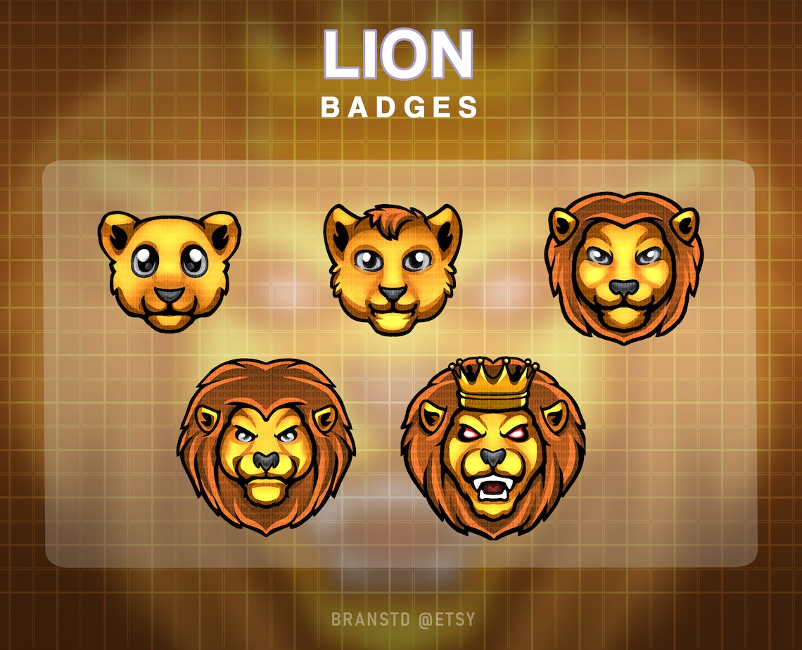 5 X Lion Badges - Etsy