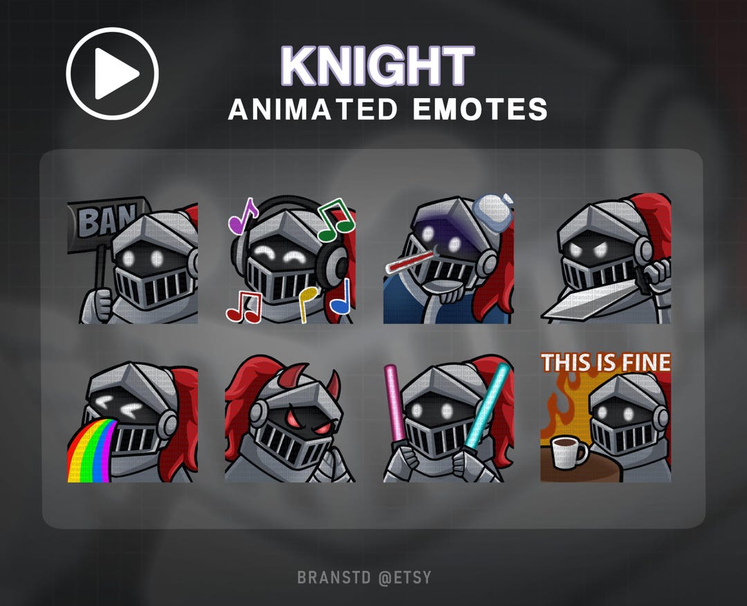 Animated Knight Twitch Emotes: 8x Character Set (digital Download) - Etsy