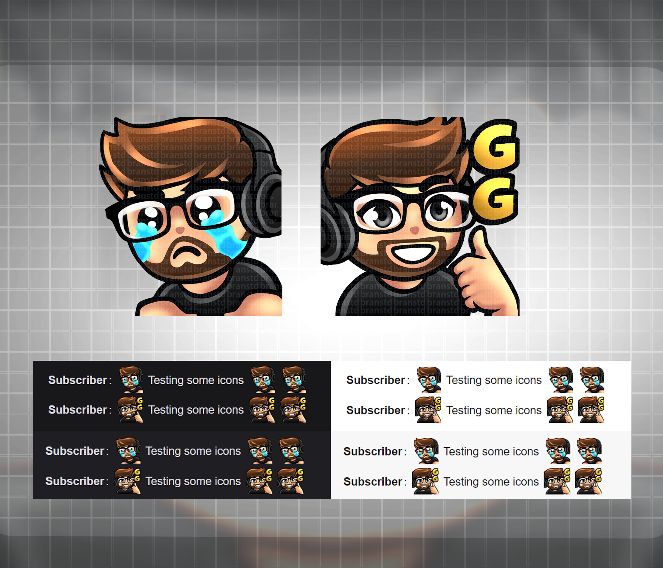 Bearded Guy Twitch Emotes: Gamer Streamer Emote Pack (digital Download ...