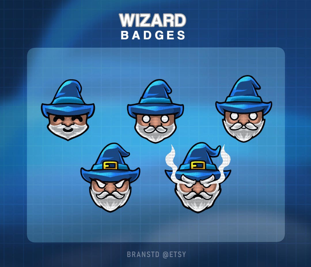 Wizard Twitch Badges: 5x Head Avatars (digital Download 72x72, 36x36 ...