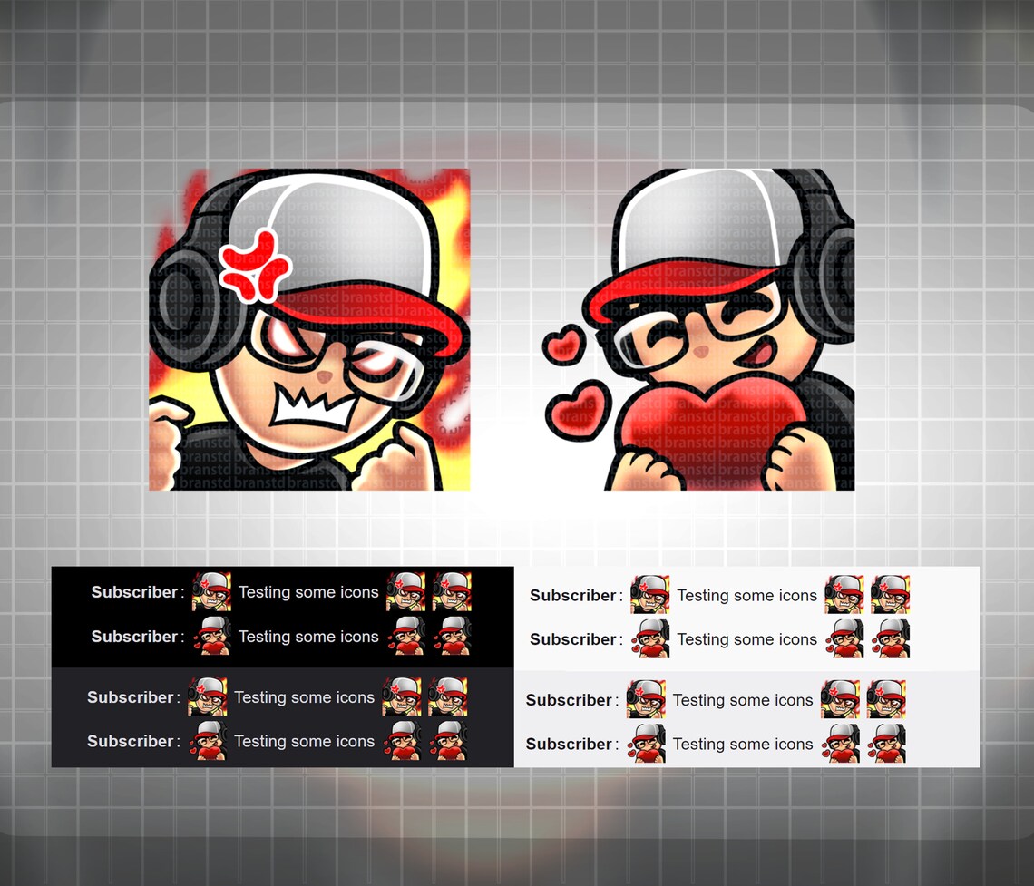 8x Guy With Hat - Glasses - Headphone Emotes - Guy Twitch Emotes - Etsy