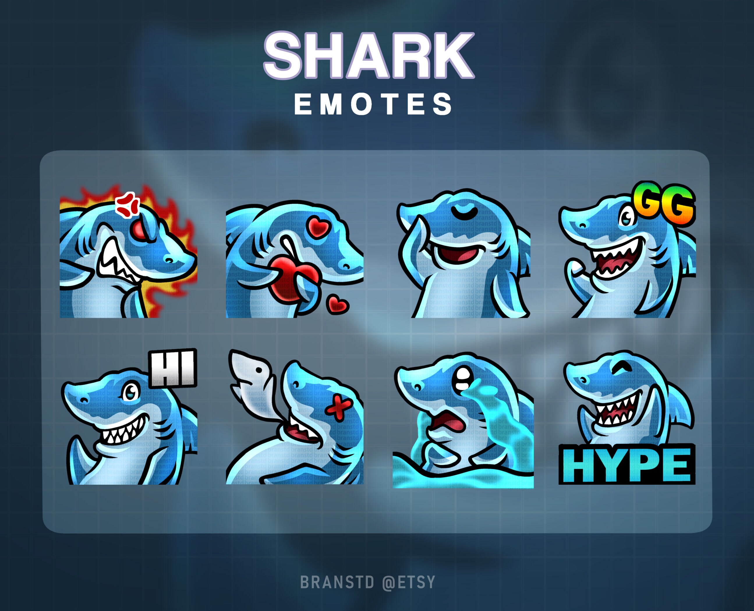 8 X Shark Twitch Emotes Shark Twitch Emotes Shark Emotes - Etsy