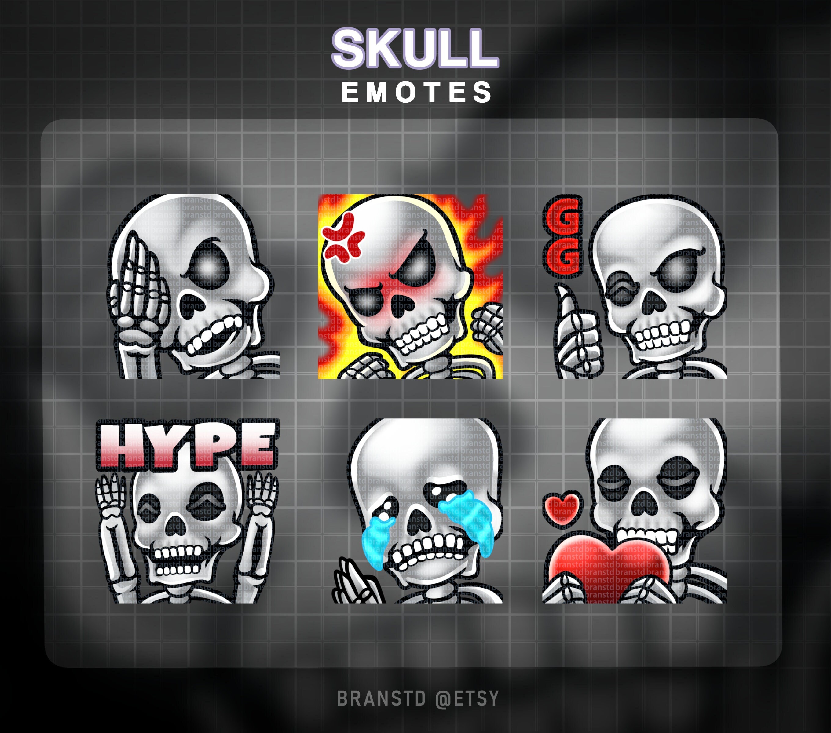 6 X Skull Twitch Emotes Skeleton Twitch Emotes | Etsy