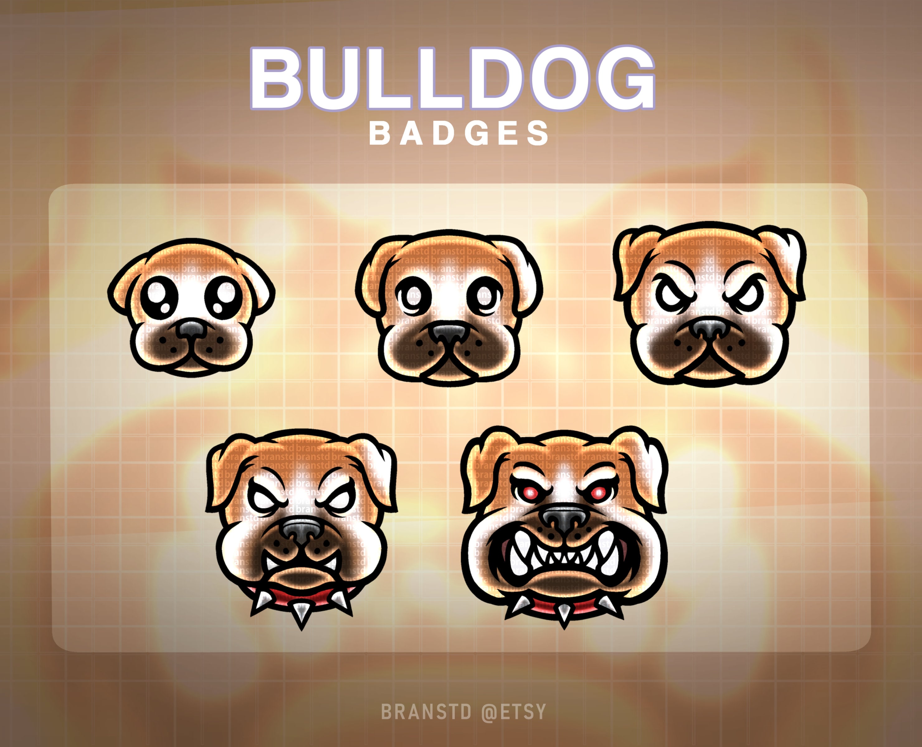 5x Bulldog Badges - Bulldog Twitch Badges - Twitch Badges - Etsy
