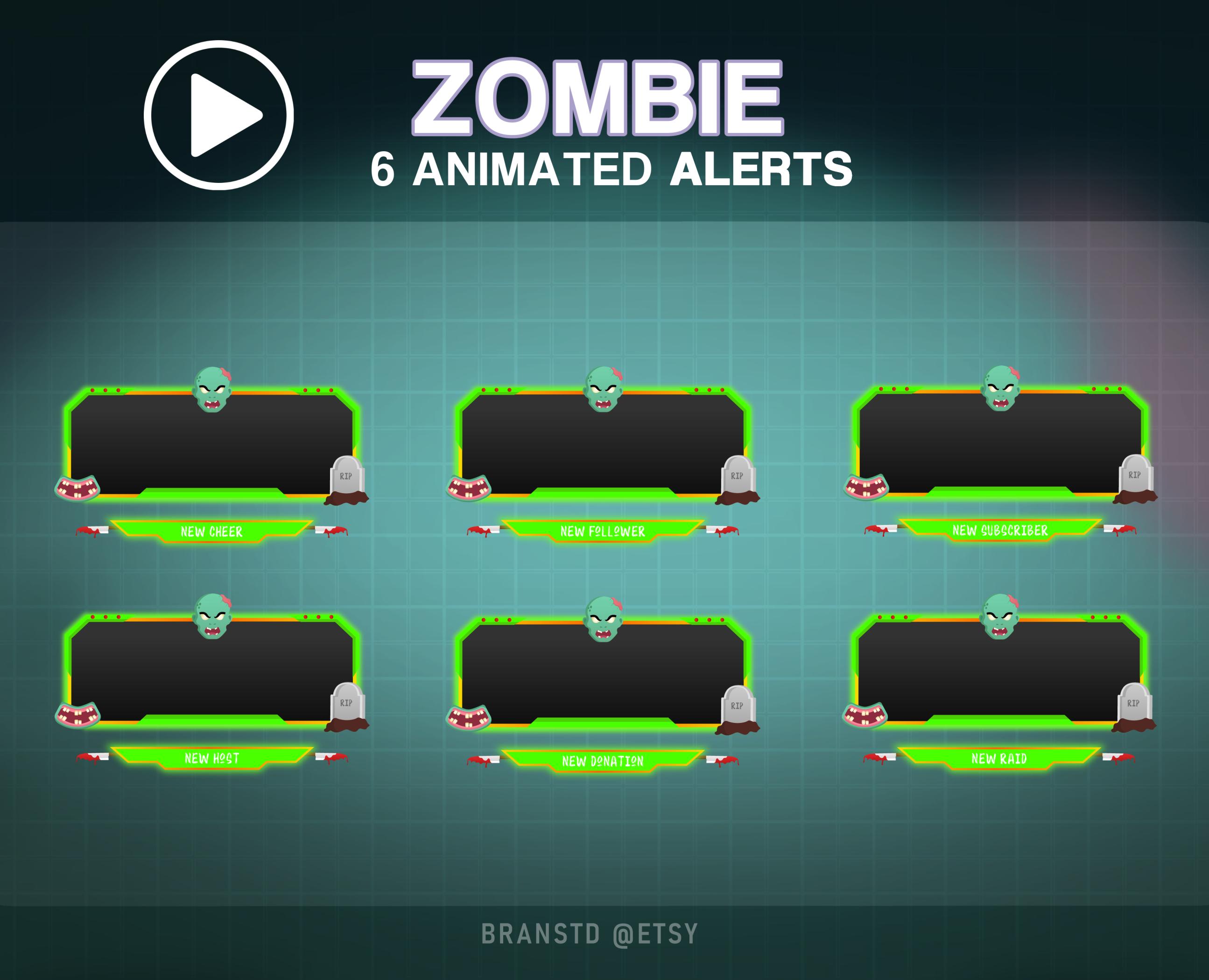 Zombie Stream Package: Animated Twitch Overlay Screens (digital ...