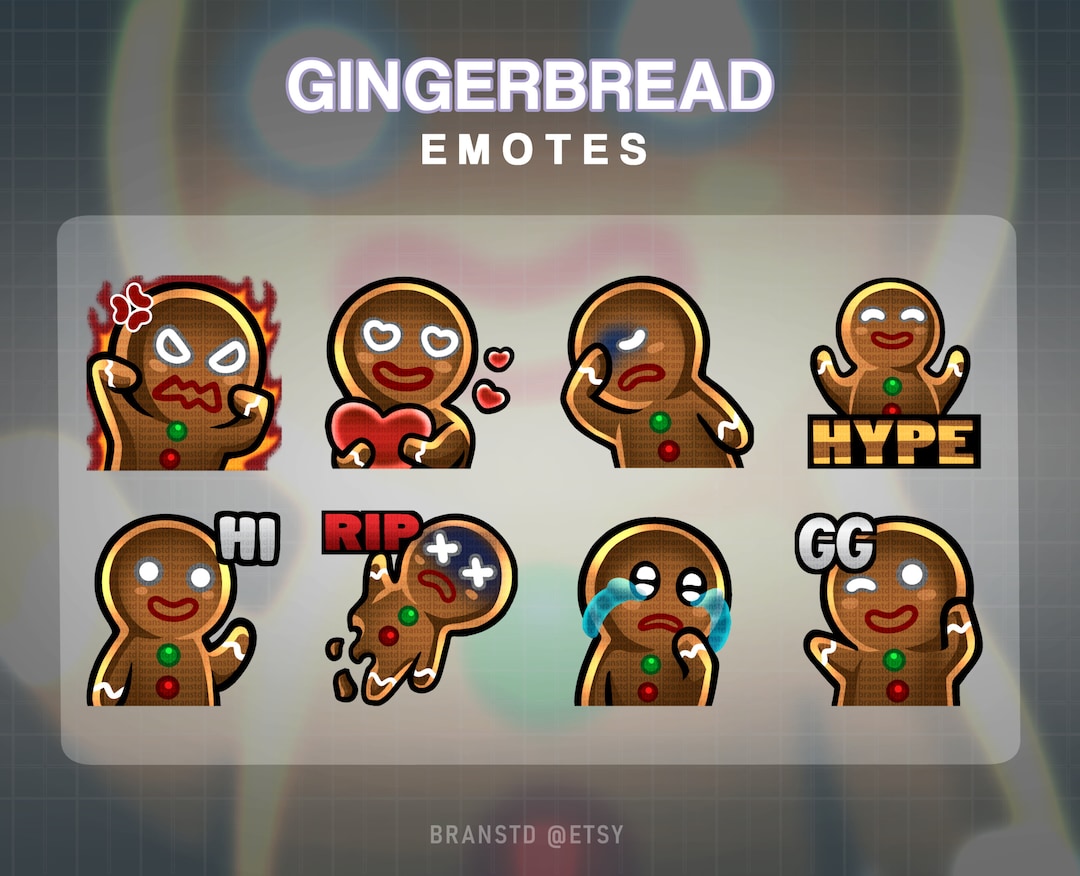 8x Gingerbread Man Twitch Emotes - Gingerbread Twitch Emotes ...
