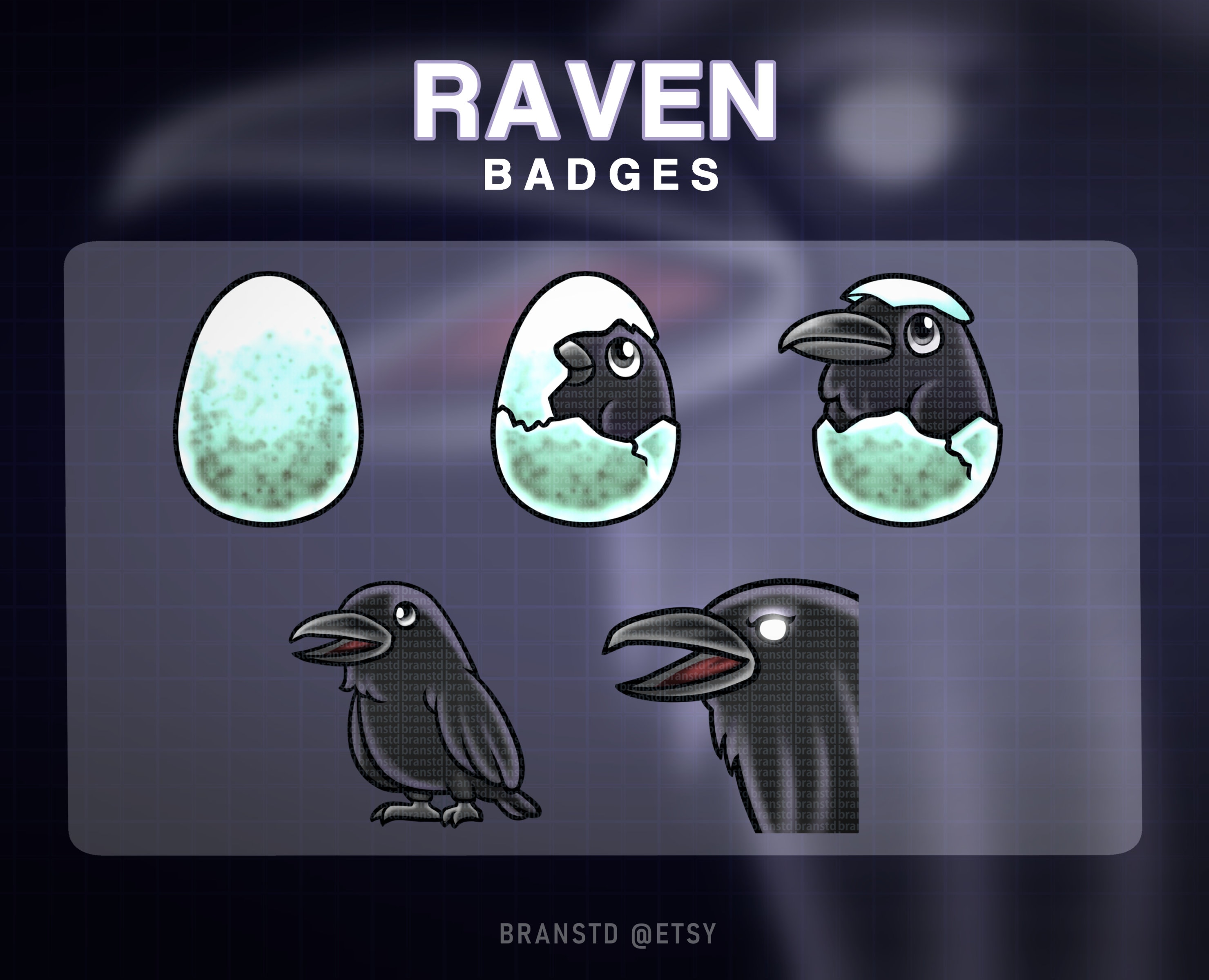 5x Raven Badges Raven Twitch Badges Twitch Badges | Etsy