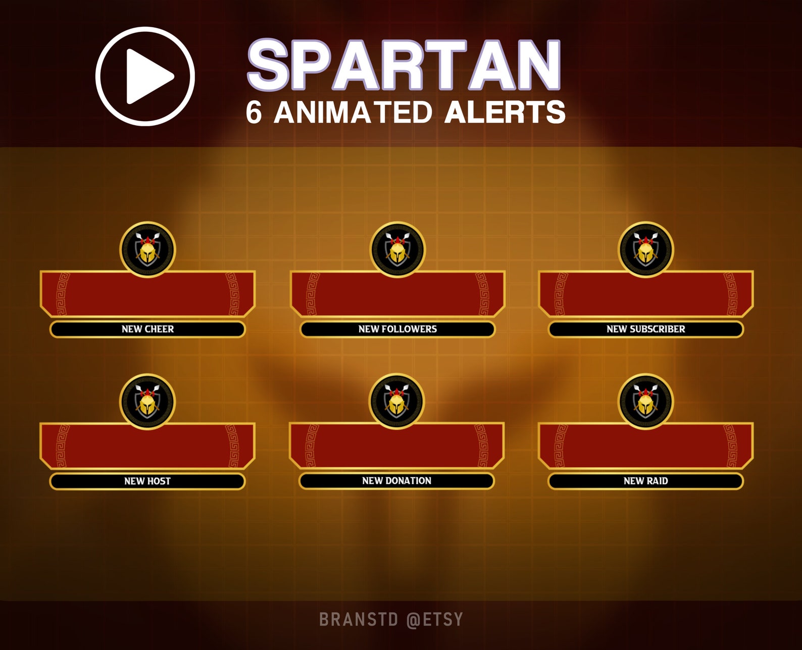 Spartan Stream Package: Red & Gold Twitch Overlay (digital Download) - Etsy