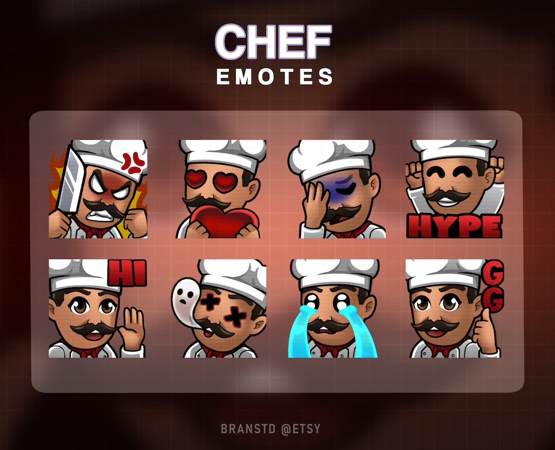 8 X Chef Twitch Emotes - Cook Twitch Emotes - Etsy