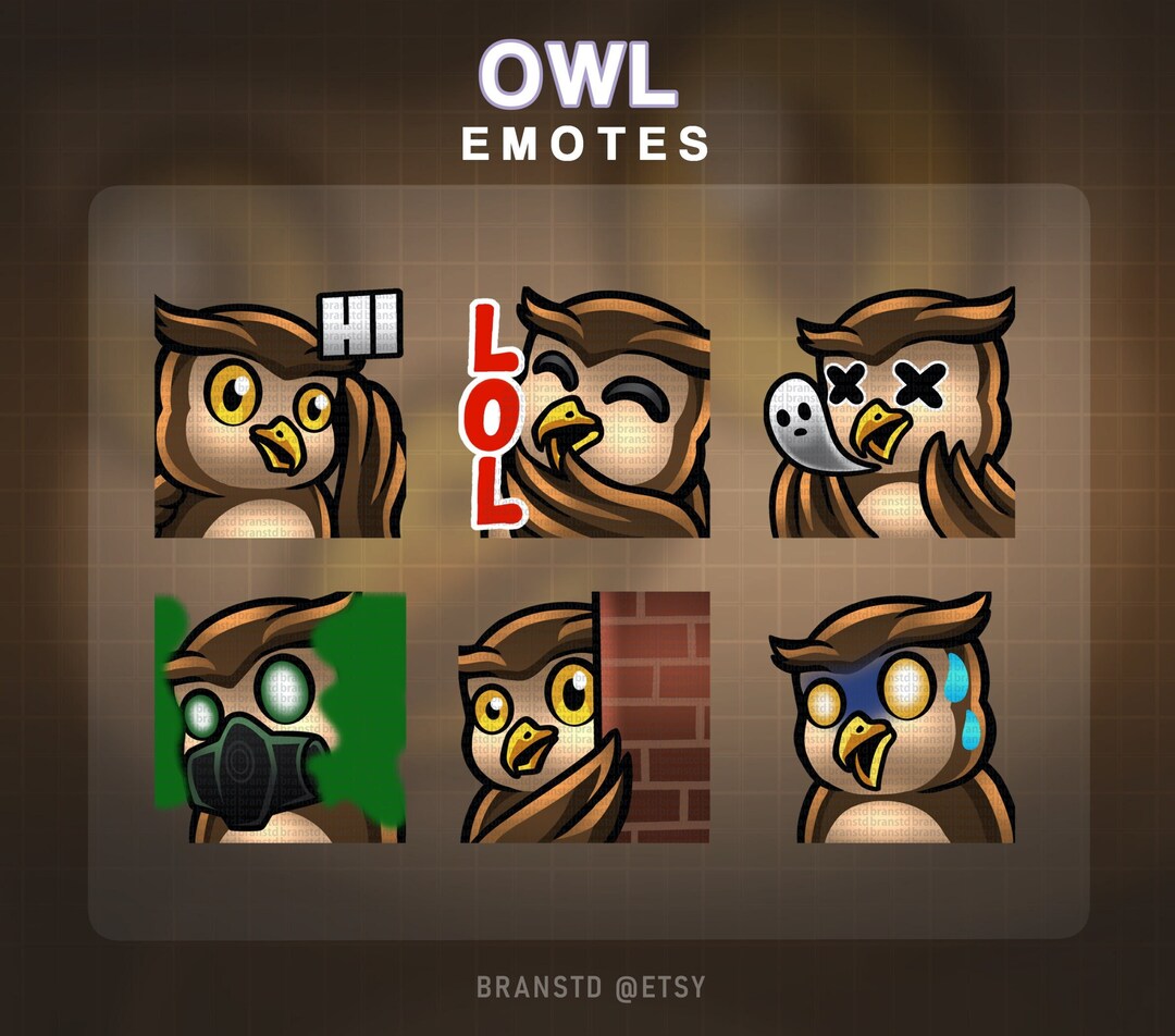 6x Owl Emotes - Owl Twitch Emotes - Twitch Emotes - Etsy