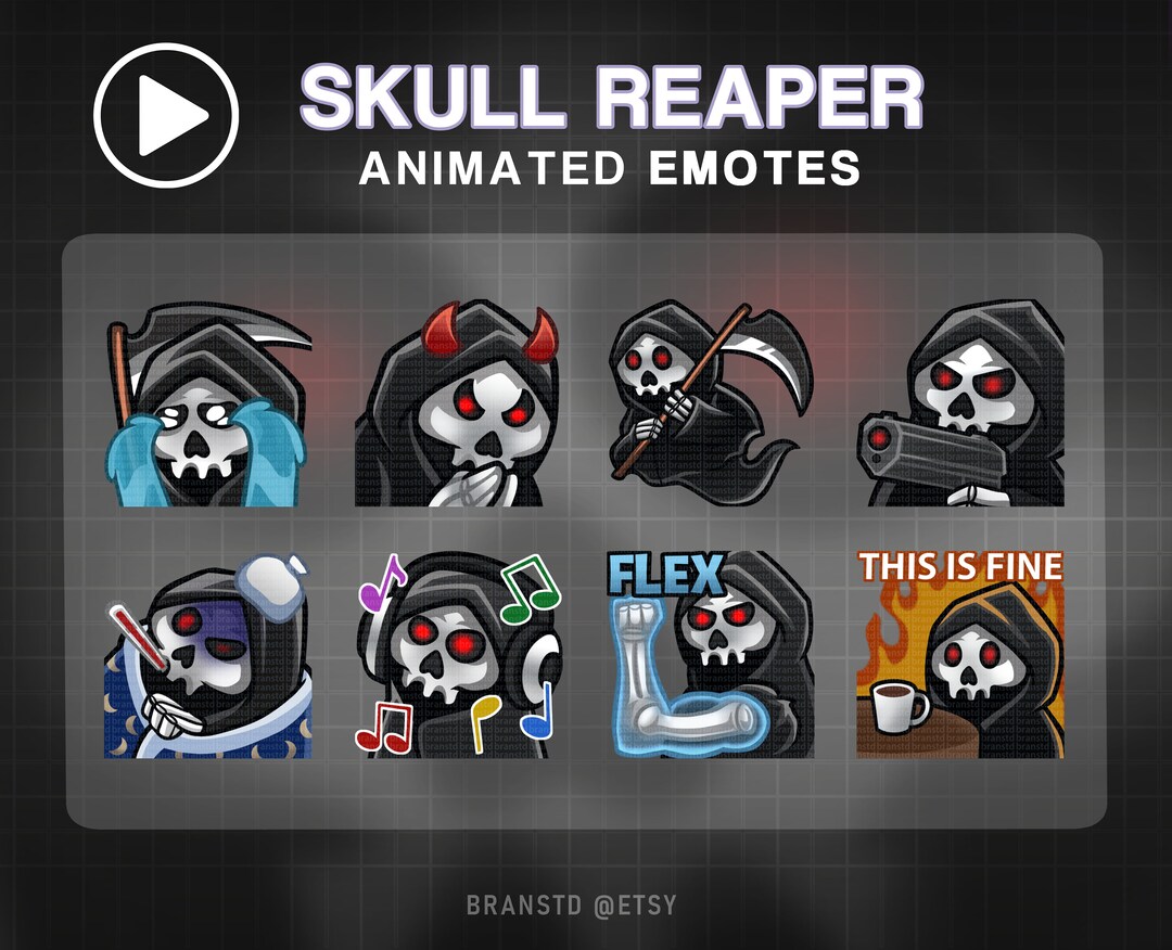 8 X Skull Reaper Twitch Emotes - Reaper Twitch Emotes - Skull Twitch ...