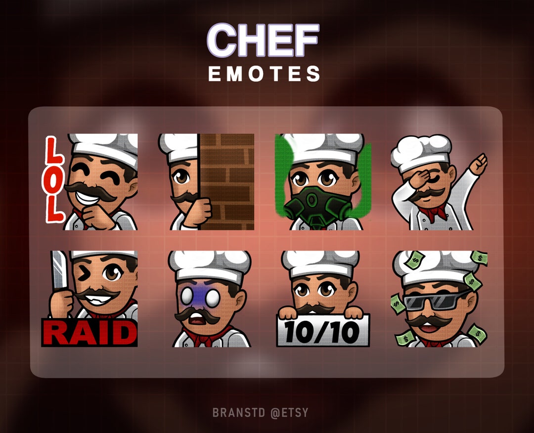 8 X Chef Twitch Emotes - Cook Twitch Emotes - Etsy