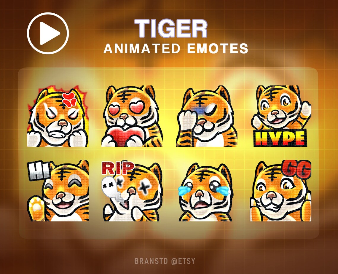 8X ANIMATED Tiger Twitch Emotes - ANIMATED Twitch Emotes - Etsy