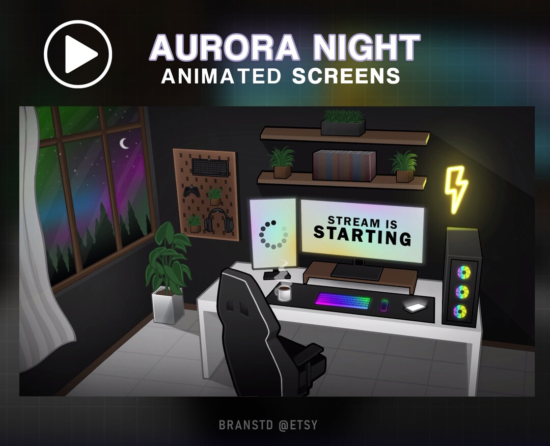 4x ANIMATED Stream Screens - Aurora Night - Northern Light - Night Sky ...