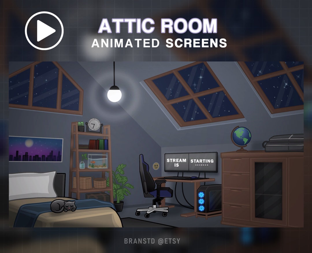 4x ANIMATED Stream Screens - Attic Room - Loft Room - Garret Room ...