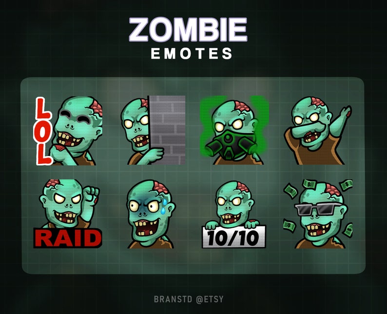 8 X Zombie Twitch Emotes Zombie Twitch Emotes - Etsy