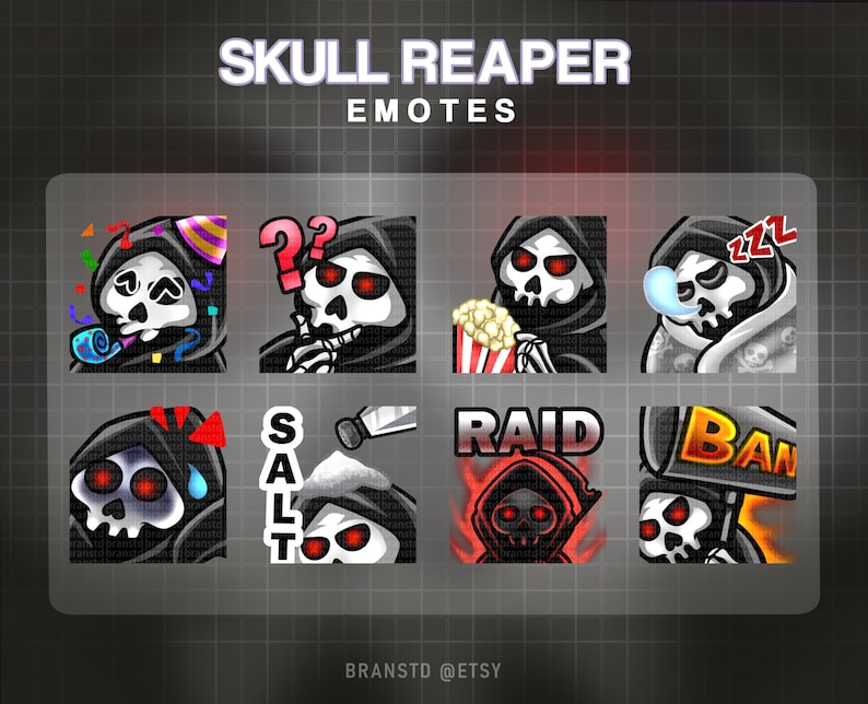 8 X Skull Reaper Twitch Emotes - Reaper Twitch Emotes - Skull Twitch ...