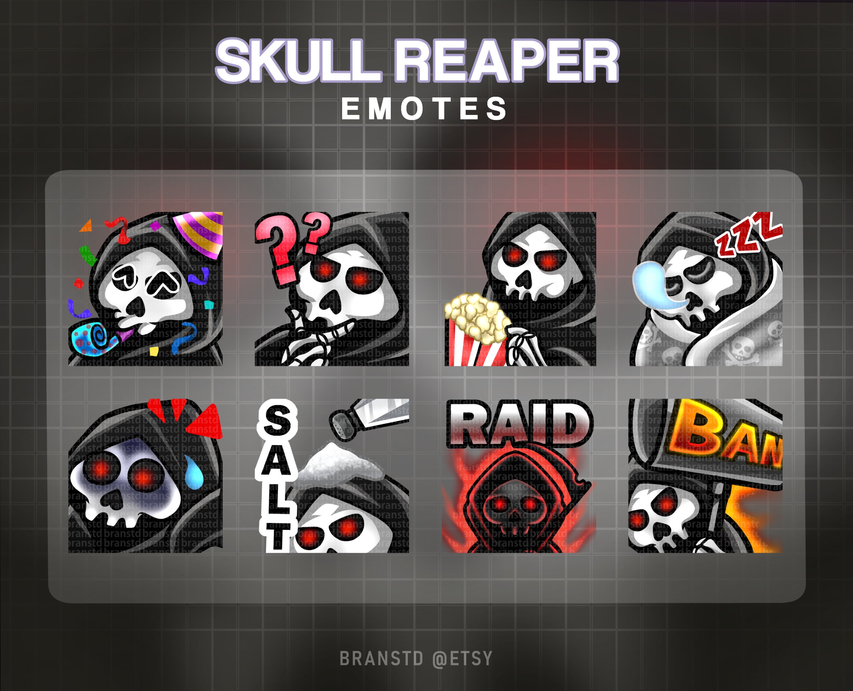 8 x Skull Reaper twitch emotes Reaper twitch emotes Skull twitch emotes ...